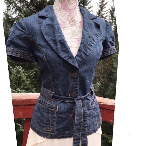 Baccini | Jackets & Coats | Baccini Cap Sleeve Thick Denim Jean Jacket ...